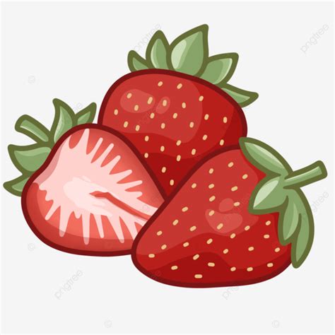 Hand Drawing Fresh Strawberry Fruits Strawberries Red Fruit PNG