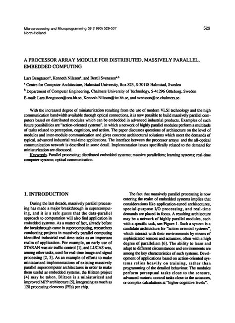 pdf a processor array module for distributed massively parallel embedded computing