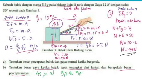 Menghitung Percepatan Gaya Normal Pada Balok Yang Ditarik Dengan Gaya