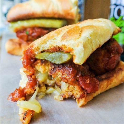 Meatballs Stuffed With Pepperjack Cheese Sandwiched Between Toasted