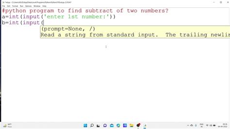 python program to find subtract of two numbers youtube