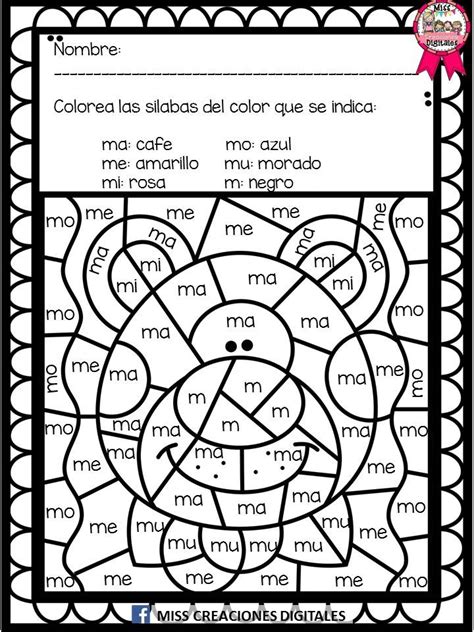 Colorea y descubre el dibujo con sílabas letras y números Material