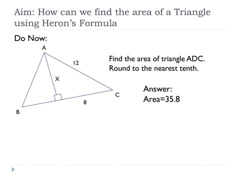 Aim How Can We Find The Area Of A Triangle Using Heron S Formula