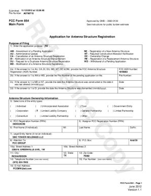 Fillable Online FCC Form 854 Main Form Application For Wireless2