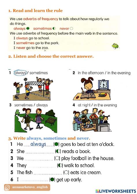 Adverbs Of Frequency Interactive Activity For A1 You Can Do The