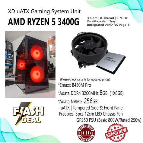 XD AMD Ryzen 5 3400G 4 Core EMX B450M Gaming System Unit 3200GMT