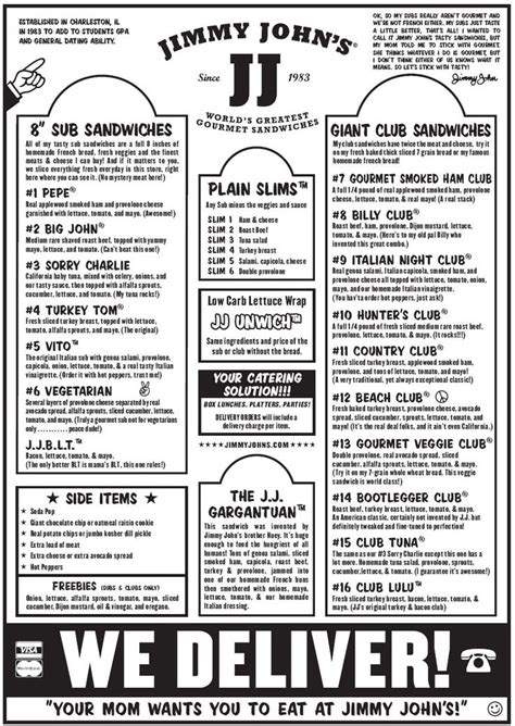 Jimmy John S Menu Pdf 2024