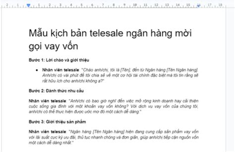 Xây dựng kịch bản telesale ngân hàng tài chính kèm file mẫu