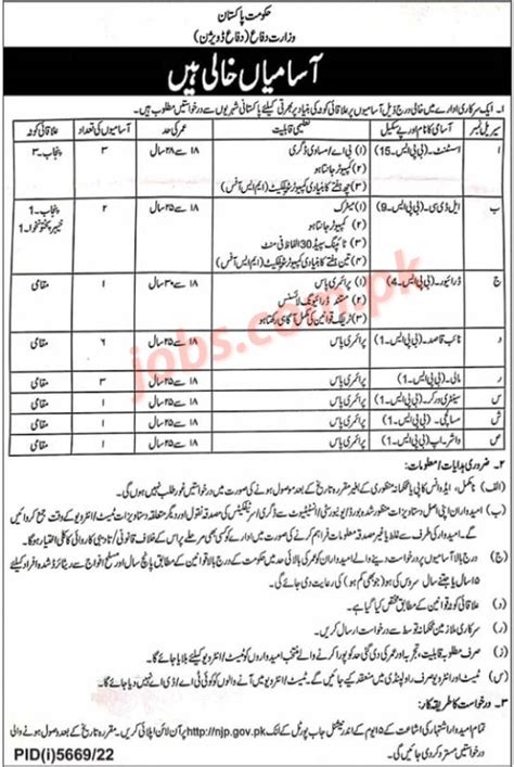 Ministry Of Defence Pakistan Jobs 2023 For Assistants LDC Clerks