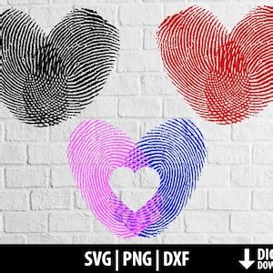 Fingerprint Heart Svg Love Png Dxf Clipart Printable Wedding Etsy