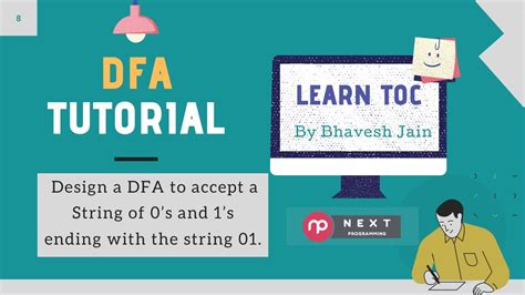 design a dfa to accept a string of 0 s and 1 s ending with the string 01 youtube