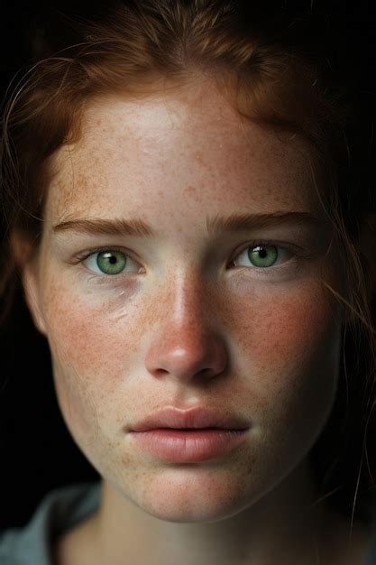 Premium Ai Image A Woman With Freckled Hair And Green Eyes