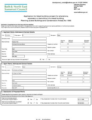 Fillable Online Application For Listed Building Consent For Alterations