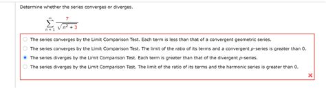 solved determine whether the series converges or diverges