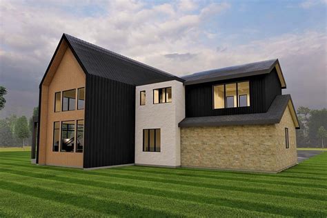 2 Story Scandinavian Style House Plan With 2 Car Garage 490030NAH