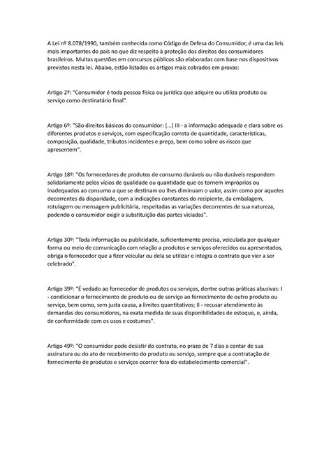 Código de Defesa do Consumidor Muitas questões em concursos públicos