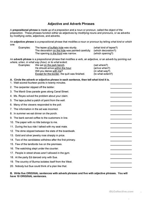 Adjective Adverb And Noun Clauses Worksheet Pdf Adjectiveworksheets Net