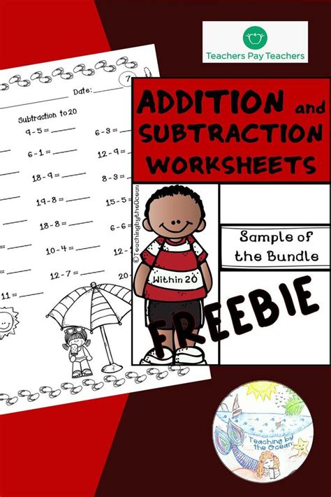 An Addition And Subtraction Worksheet With The Image Of A Boy Holding