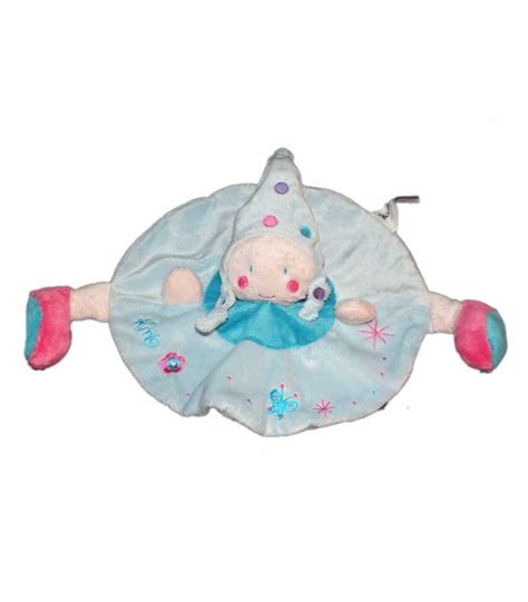 Doudou plat Lutin fée bleu Kimbaloo La Halle Fleur Papillon