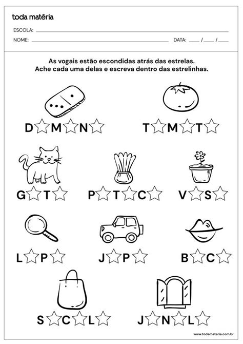 Atividades de Vogais para educação infantil Toda Matéria