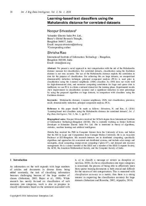 pdf learning based text classifiers using the mahalanobis distance for correlated datasets