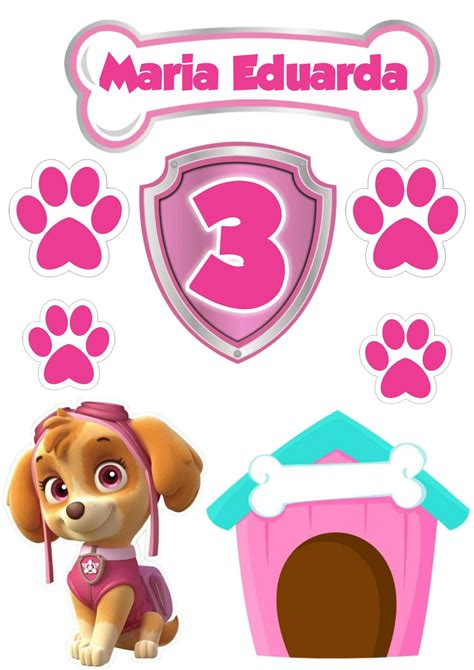 Topo de Bolo Skye Patrulha Canina Decoração infantil patrulha canina