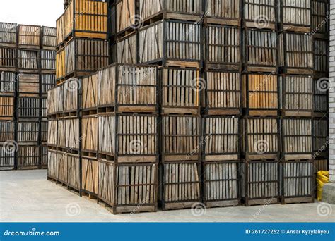 Rows Of Wooden Crates Crates And Pallets For Storing And Transporting