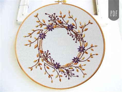 FALL WREATH PDF Hand Embroidery Pattern Etsy Stickereimuster