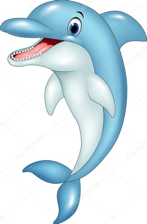 Delfín divertido dibujos animados saltando Vector de stock 101438734