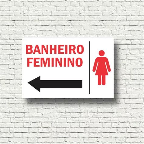Placa Sinalização Banheiro Wc Feminino Seta Esquerda MercadoLivre