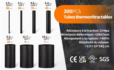 Eventronic 300 Pièces Kit de Gaine Thermorétractable Etanche Noire 3