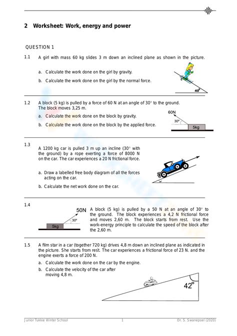 Free Collection Of Work Power And Energy Worksheets Worksheets Library