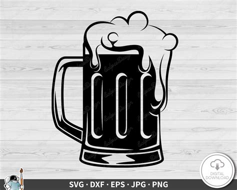 Beer Mug SVG Clip Art Cut File Silhouette Dxf Eps Png Instant