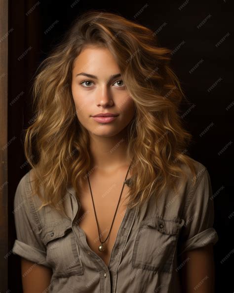 Premium Photo A Beautiful Young Woman With Long Wavy Hair
