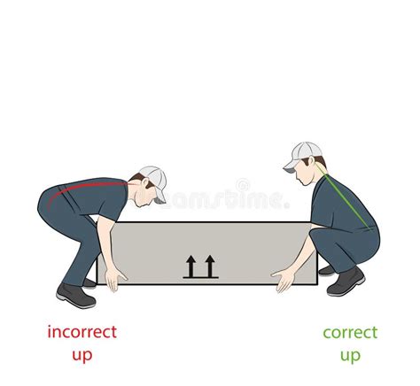 Ergonomía Dibujo Lineal De La Postura Correcta Para Levantar Un