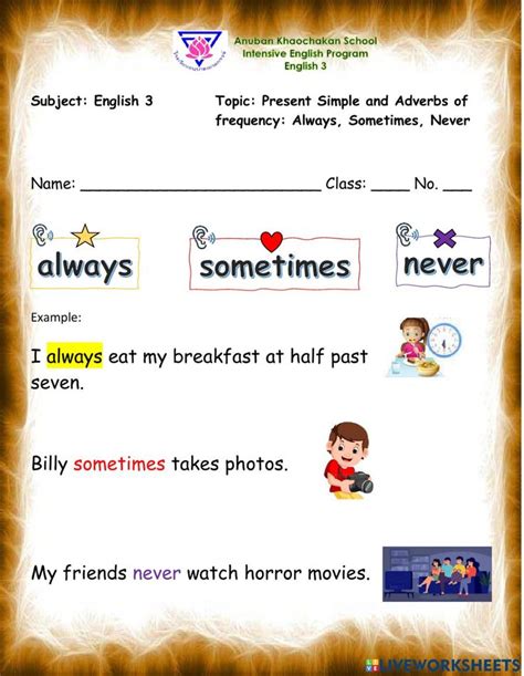 Present Simple And Adverbs Of Frequency Always Sometimes Never