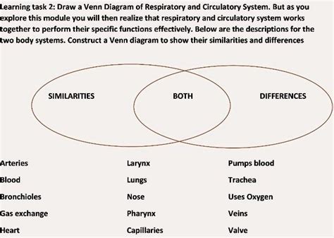 SOLVED Learning Task 2 Draw A Venn Diagram Of Respiratory And