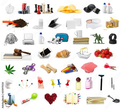 Big Collection Of Different Objects Isolated On White Background Stock