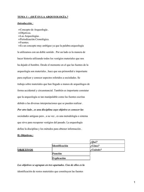TEMA 1 QUÉ ES LA ARQUEOLOGÍA Introducción Concepto de Arqueología