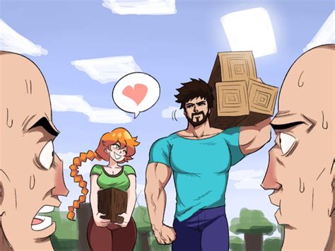 Steve Alex And Villager Minecraft Drawn By Tina Fate Danbooru