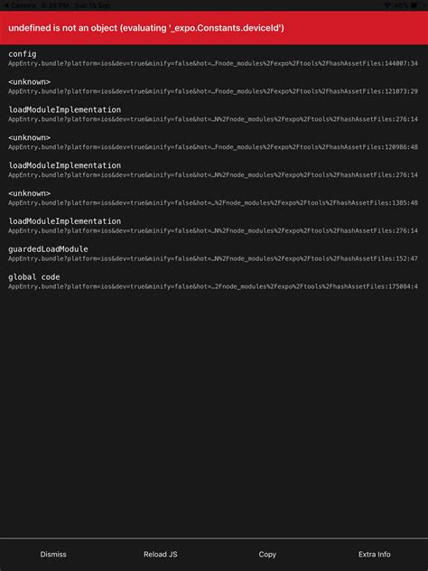 sdk expo 34 error undefined is not an object on expo constants deviceid stack overflow