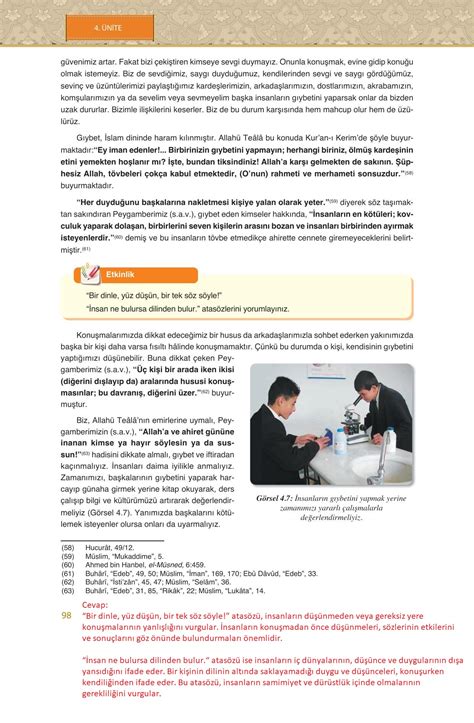 10 Sınıf Din Kültürü ve Ahlak Bilgisi Ders Kitabı Bilim ve Kültür