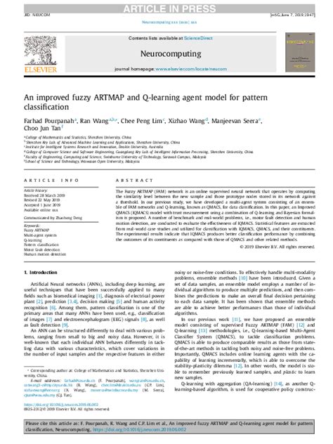 pdf an improved fuzzy artmap and q learning agent model for pattern classification farhad