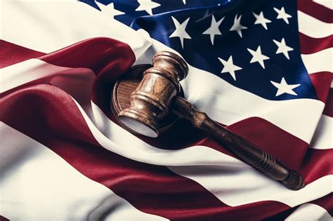Premium Photo Wooden Gavel And Usa Flag