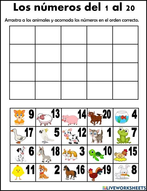 Números del 1 al 20 Matemáticas exercise Class activities Math