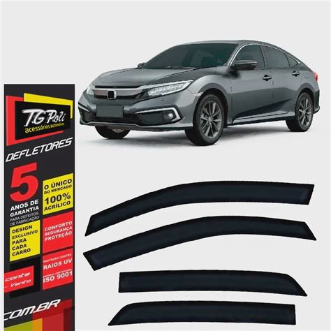 Calha De Chuva Honda Civic 2017 A 2022 4 Portas Tg Poli Defletor Portas
