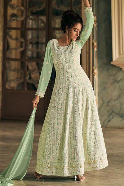 Buy Lucknowi Embroidered Georgette Anarkali Suit Online Like A Diva