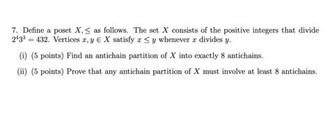 solved 7 define a poset x ≤ as follows the set x consists