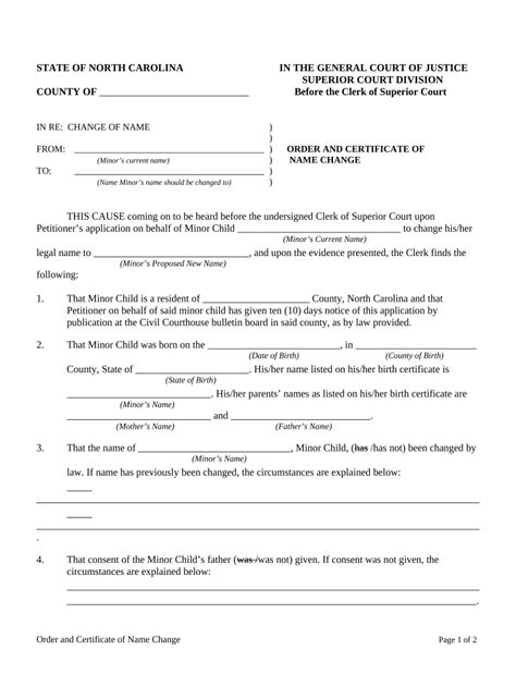 Nc Certificate Change Doc Template PdfFiller