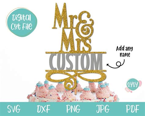 Mr Mrs Custom Cake Topper SVG Personalized Wedding Cake Topper Svg